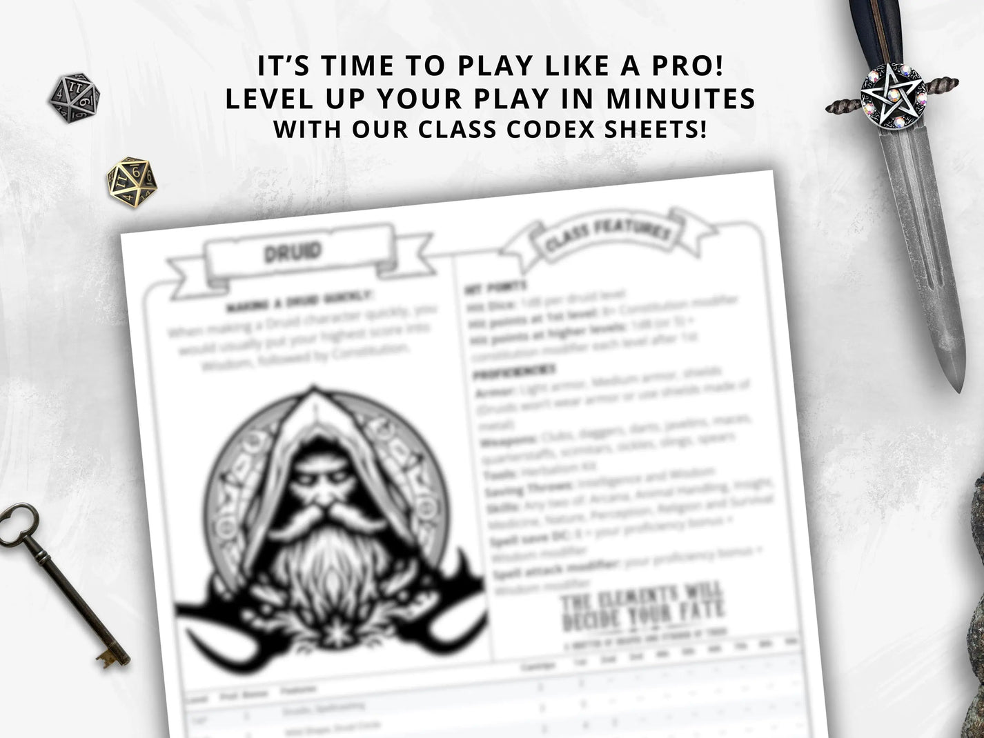 Druid 2014 Reference Guide | D&D 5e Cheat Sheet PDF – FeyWorks