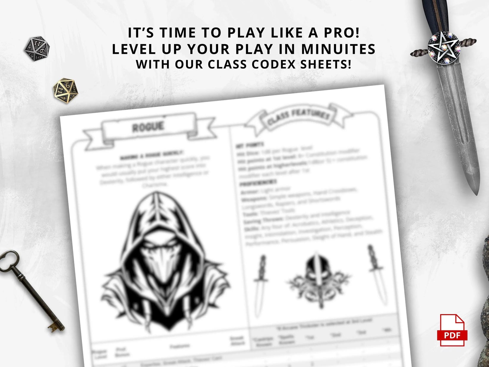 Rogue 2014 Reference Guide | DnD 5e Class Cheat Sheet PDF – FeyWorks