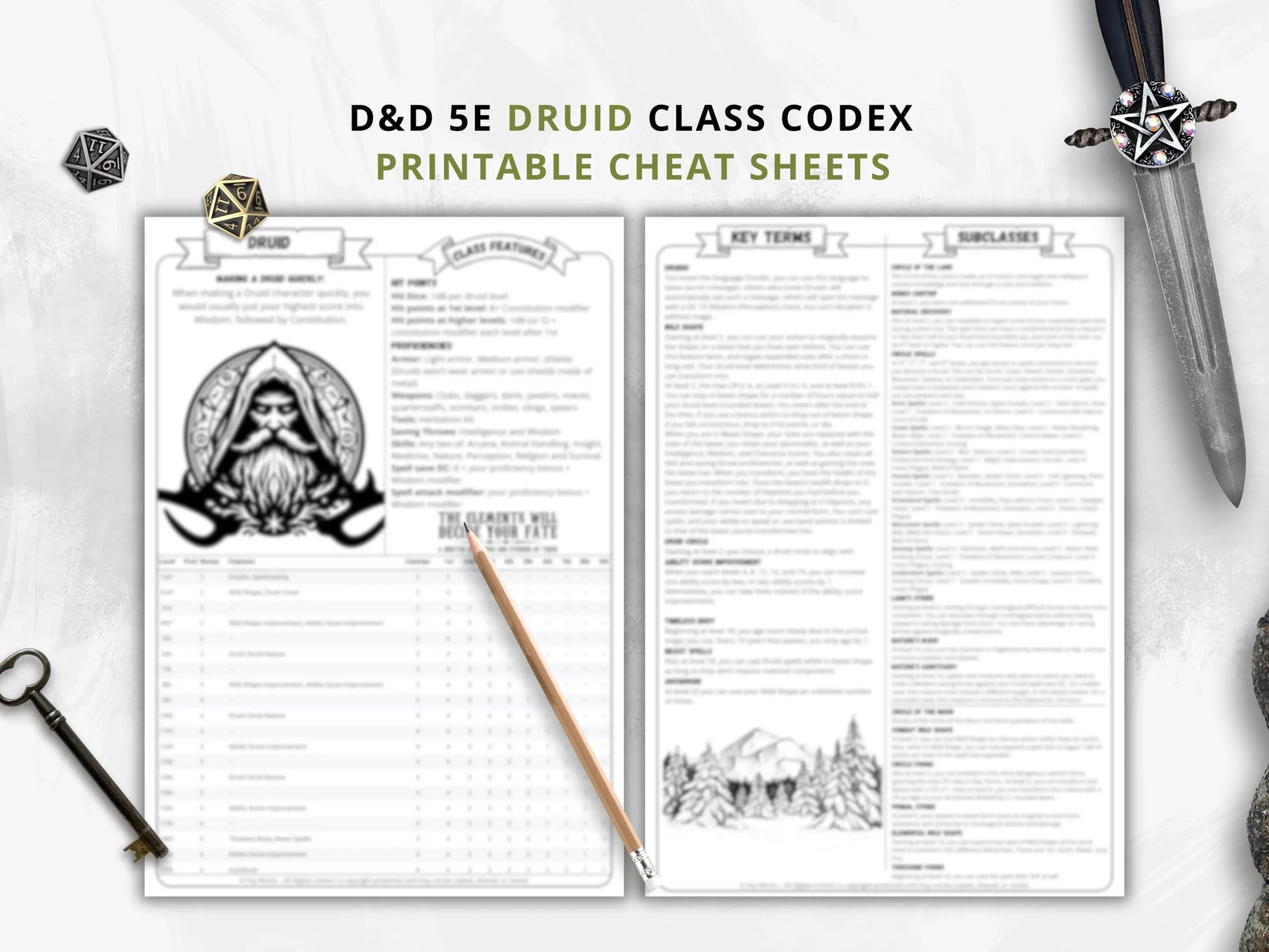Druid 2014 Reference Guide | D&D 5e Cheat Sheet PDF – FeyWorks