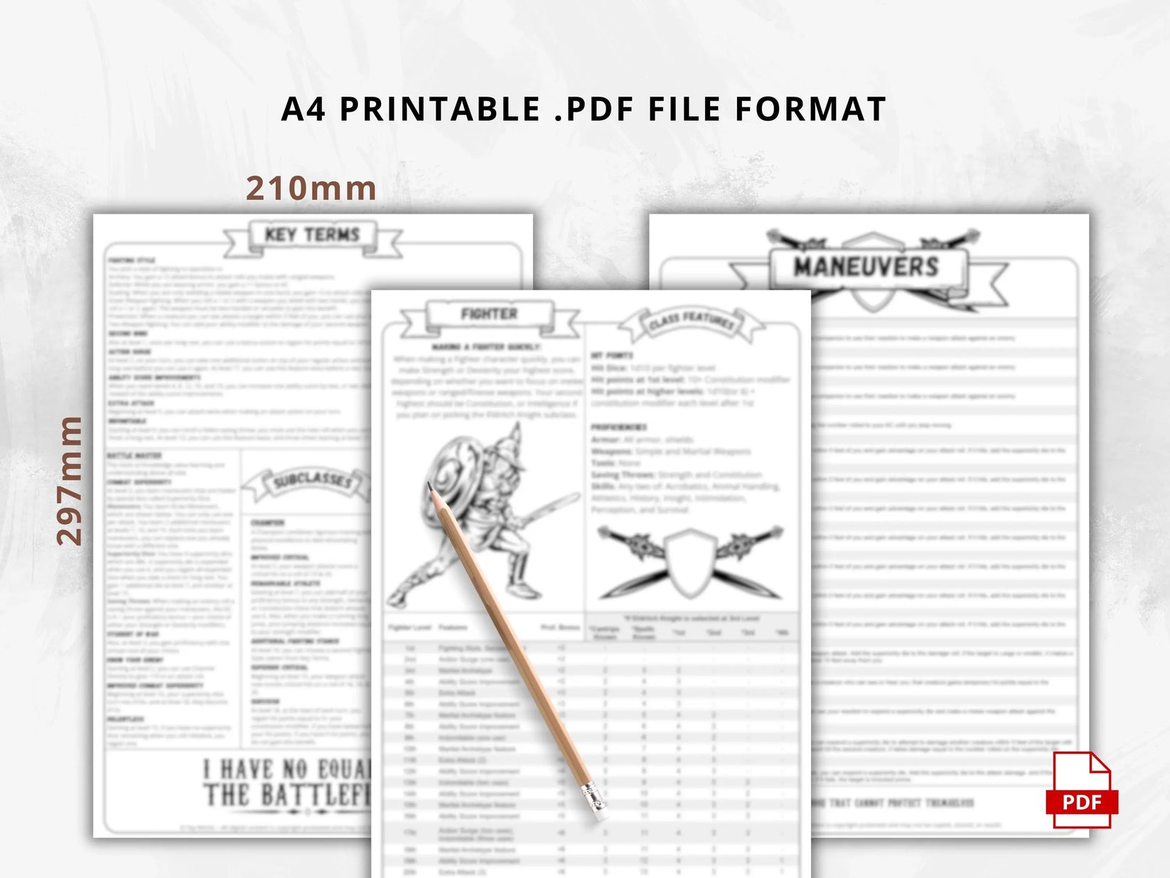 Fighter 2014 Reference Guide | DnD 5e Class Cheat Sheet PDF – FeyWorks