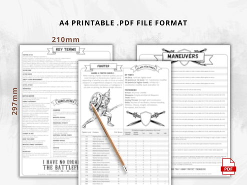 Fighter 2014 Reference Guide | DnD 5e Class Cheat Sheet PDF – FeyWorks
