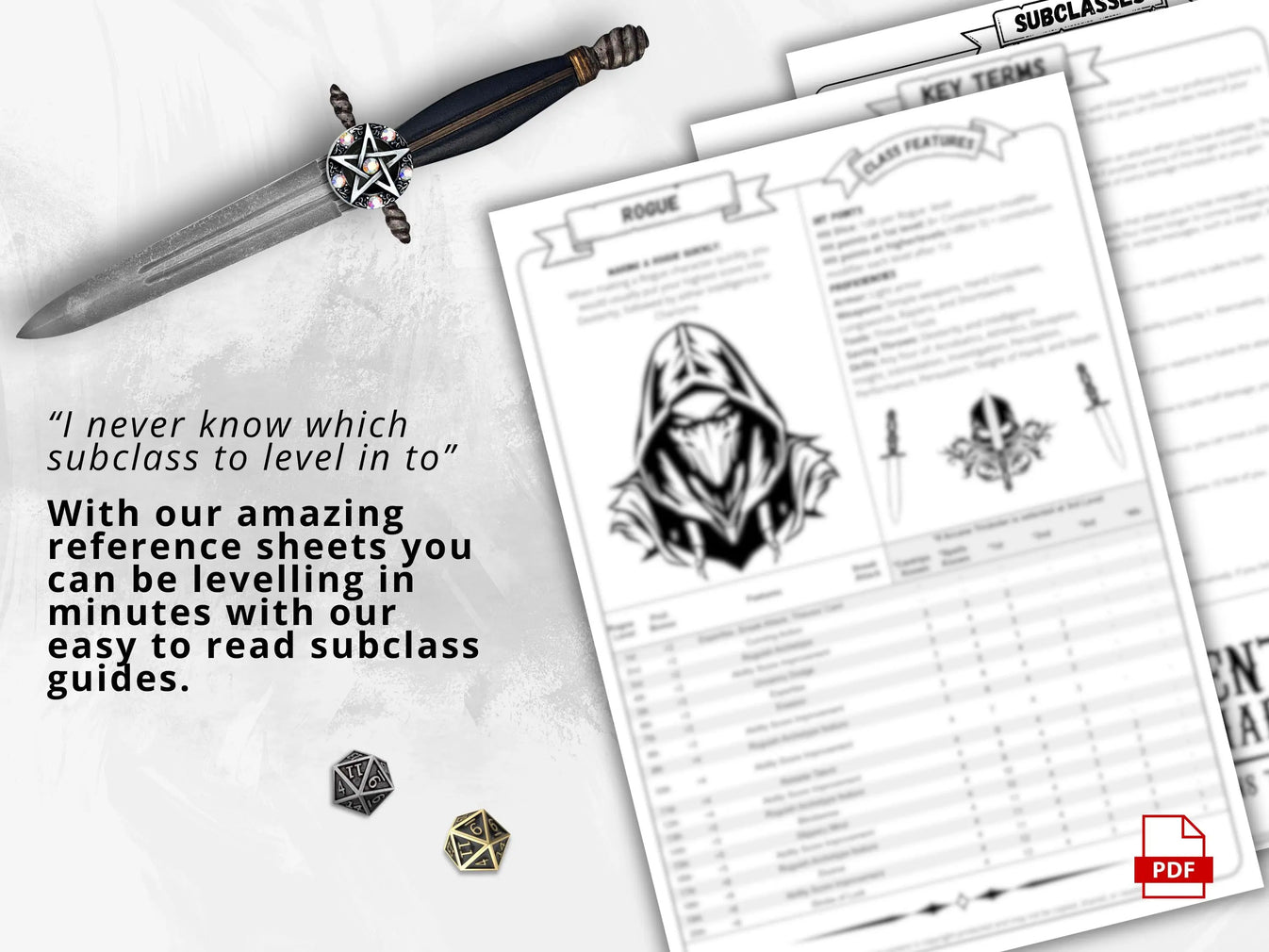 Rogue 2014 Reference Guide | DnD 5e Class Cheat Sheet PDF – FeyWorks