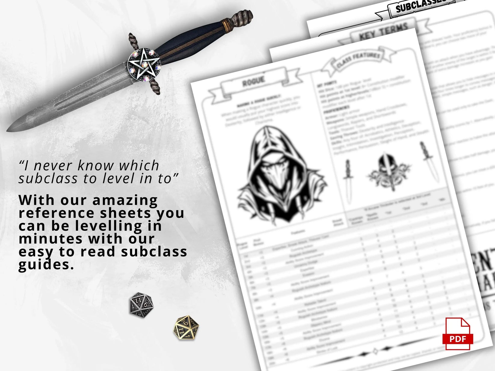 Rogue 2014 Reference Guide | DnD 5e Class Cheat Sheet PDF – FeyWorks